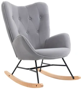 HOMCOM houpací křeslo, ergonomické houpací křeslo, křeslo, pečovatelské křeslo se sametovým vzhledem, houpací křeslo s nosností do 150 kg, do ložnice…