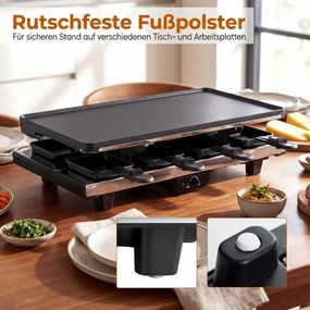 Costway Raclette pro 8 osob Elektrický gril s 2-in-1 oboustrannou nepřilnavou