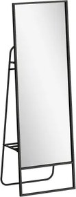 HOMCOM celotělové zrcadlo, průmyslový design, zadní police, 2 háčky, kovový rám, do ložnice, 157 x 50 cm, černé