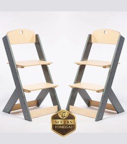 Lucas Wood Style - rostoucí židle OMEGA III zvýhodněný set 2 ks - šedá +  šedá