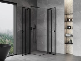 Mexen, Mexen Mist Duo výklopný sprchový kout 95 x 95 cm, černý rám - 8A4-095L-095P-70-70