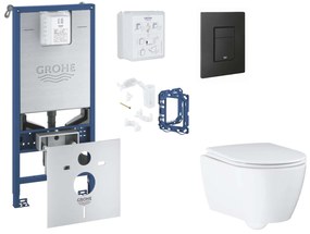 Grohe Rapid SLX - Set předstěnové instalace, klozetu, sedátka SoftClose, tlačítka Even a sady pro vhazování tablet, phantom black SANI11BB5131