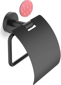 Držák na toaletní papír Basic s klapkou samolepicí systém černý matný