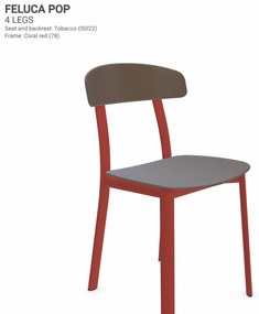 Židle Feluca Pop Barva kovové konstrukce: Coral red 78, Barva sedáku a opěradla z recyklovaného plastu: Tobacco IS022