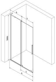 Mexen Velar L, posuvná sprchová zástěna Walk-in 110 x 200 cm, 8mm sklo námraza, černá matná, 871-110-003-33-70