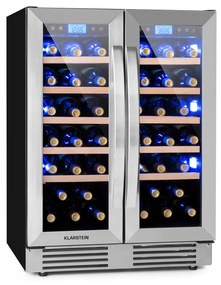 Vinovilla Duo42 dvouzónová chladnička na víno, 126 l, 42 lahví, 3 barvy, skleněné dveře