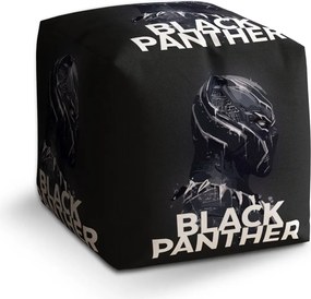 Sablio Taburet Cube BLACK PANTHER z profilu Černý - 60x60x60 cm
