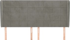 Čelo postele typu ušák světle šedé 203x23x118/128 cm samet 3118022