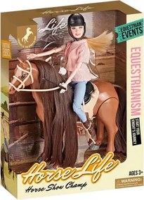 Jezdecký set kůň a jezdkyně hnědý / Herní sada / plast / na baterie /