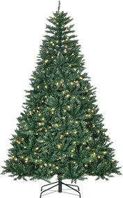 HOMCOM Vánoční strom, 700 teplých bílých LED diod, 2154 větviček, nehořlavý, plast/kov, 210 x 142 cm, zelený