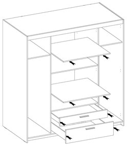 Šatní skříň ELENA 4D 2S + zrcadlo + nástavec | 176,3 cm | dub sonoma