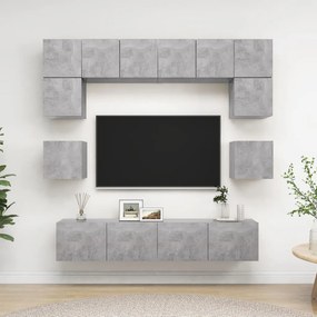 8dílný set TV skříněk betonově šedý kompozitní dřevo 3079111