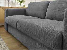 Tmavě šedá žinylková pohovka na každodenní spaní/rozkládací 220 cm Hugo – Bobochic Paris