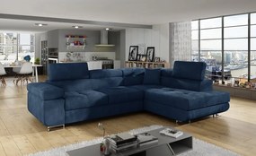 Rozkládací rohová sedačka TONY DELUXE 270×202 cm – více barevných variant pravý roh modrá