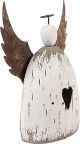 Dekorace dřevěná figurka anděl se srdíčkem Angel Rustic L - 19*6*21 cm