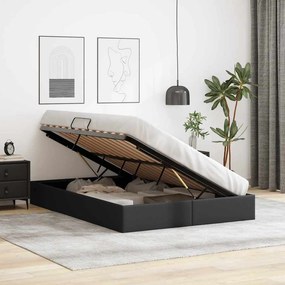 Postel s úložným prostorem Černá 153 x 203 cm Umělá kůže 3369974