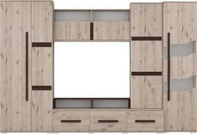 IDZ Obývací stěna SAN MARINO, 300 cm - Dub Craft šedá / Čokoládová