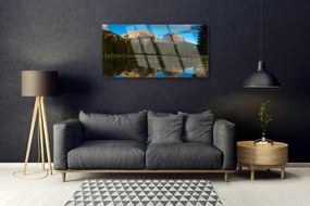 Obraz na skle Les Jezero Krajina 100x50 cm