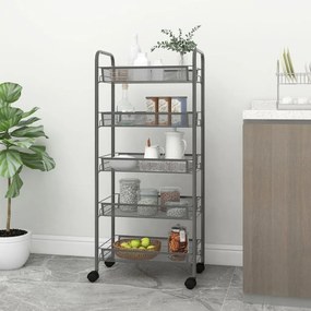 Kuchyňský vozík s 5 patry šedý 46 x 26 x 105 cm železo 336330