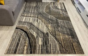 HU Šedý moderní koberec Gallery DREVO Rozměr: 60x110 cm