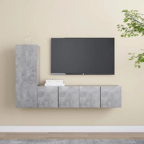 3dílný set TV skříněk betonově šedý kompozitní dřevo 3079093