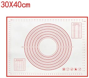 Silikonová kuchyňská podložka s měřítkem - nepřilnavá (v 8 velikostech) Barva: Červená, Velikost: 40x30 cm
