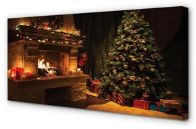 Obrazy na plátně Vánočních ozdob krbové dárky 120x60 cm