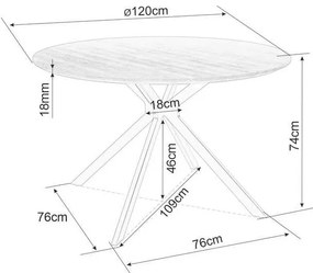 Jídelní stůl Aster 120 cm, ořech / černá