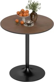HOMCOM kulatý jídelní stůl 70 cm pro 2 osoby s masivní dýhovou deskou a ocelovým rámem, hnědý