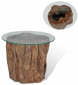 Konferenční stolek teak a sklo 50 x 40 cm 245069