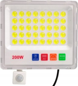 Led Halogenový Zářič 200W Cob Lampa Se Senzorem Pohybu Soumraku IP67