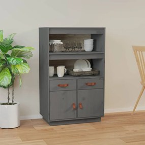 vidaXL Skříň highboard šedá 67 x 40 x 108,5 cm masivní borové dřevo