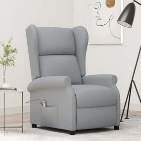 Elektrické polohovací křeslo ušák světle šedé textil 3098319