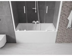 Mexen Velar Duo, 2-křídlová posuvná vanová zástěna 150 x 150 cm, 8mm čiré sklo, bílý profil, 896-150-000-02-20