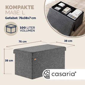 Casaria Skládací lavice 80×40×40 cm – tmavě šedá, MDF