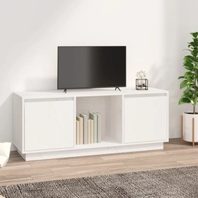 TV skříňka bílá 110,5 x 35 x 44 cm masivní borové dřevo