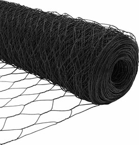 Hexagonální plot s podpěrou 100 x 0,5 m Ocel potažená PVC Šedá 3353297