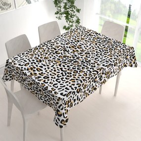 Biante Bavlněný obdélníkový ubrus Sandra SA-409 Leopardí vzor na bílém 140x180 cm