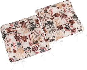 Bellatex Sedák Ema prošívaný - SET 2ks Béžová,Hnědá 40x40 cm