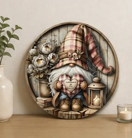 dekorace na zeď, dřevo, 20x20 cm, Boho styl s trpaslíkem, Dekorino DZ20260008