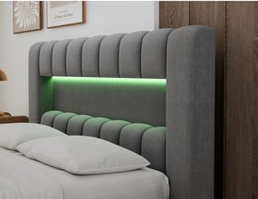 Šedá čalouněná dvoulůžková postel s úložným prostorem s roštem 180x200 cm Lamica – ELTAP