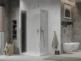 Mexen Lima, sprchový kout se skládacími dveřmi 80 (dveře) x 110 (stěna) cm, 6mm šedé sklo, chromový profil + slim sprchová vanička bílá + chromový sifon, 856-080-100-01-40-4010