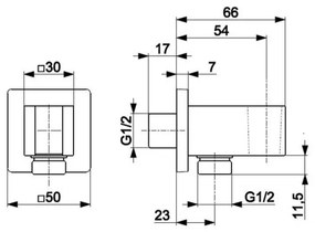 KFA Armatura 845-051-81 - Hranatý držák sprchy s vývodem LOGON mosaz/matná černá