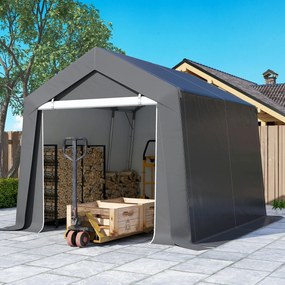 Zahradní kůlna Outsunny, skladovací stan, 3 x 3 m, voděodolná a odolná proti UV záření, pozinkovaná ocelová konstrukce a velké dveře, kryt pro kola d…