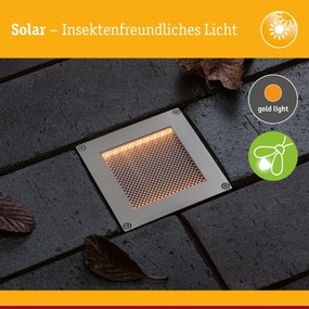 P 95743 Solární LED zemní svítidlo Sorea soumrakový senzor IP67 hranaté 100x100mm 2200K 0,1W 5lm 3,7V kov kartáčovaný ABS/polykarbonát/ocel - PAULMANN