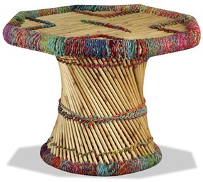 Konferenční stolek, bambus s látkou chindi, vícebarevný - Default Title