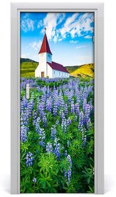 Fototapeta samolepící na dveře kostel květiny 75x205 cm