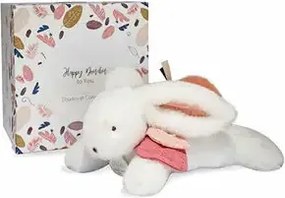Doudou Dárková sada - Plyšový králíček s tmavě růžovou bambulkou 25 cm