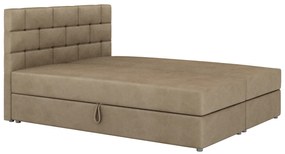 Manželská postel Boxspring 160x200 cm Waller Comfort (světlohnědá) (s roštem a matrací). 1056381