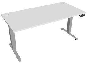 Elektr. nastavitelný stůl 160x80 s pamětí - HOBIS MOTION MS 3M 1600 Dekor stolové desky: bílá, Barva kovové podnože: stříbrná